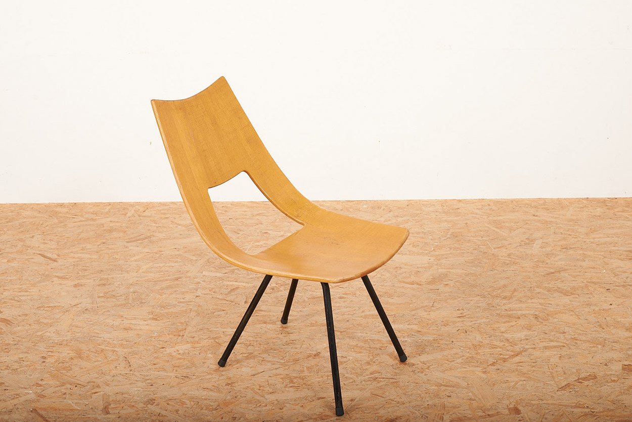 Mid-century Black Lacquered Tubular Steel Shell Lounge Chair for sale ...