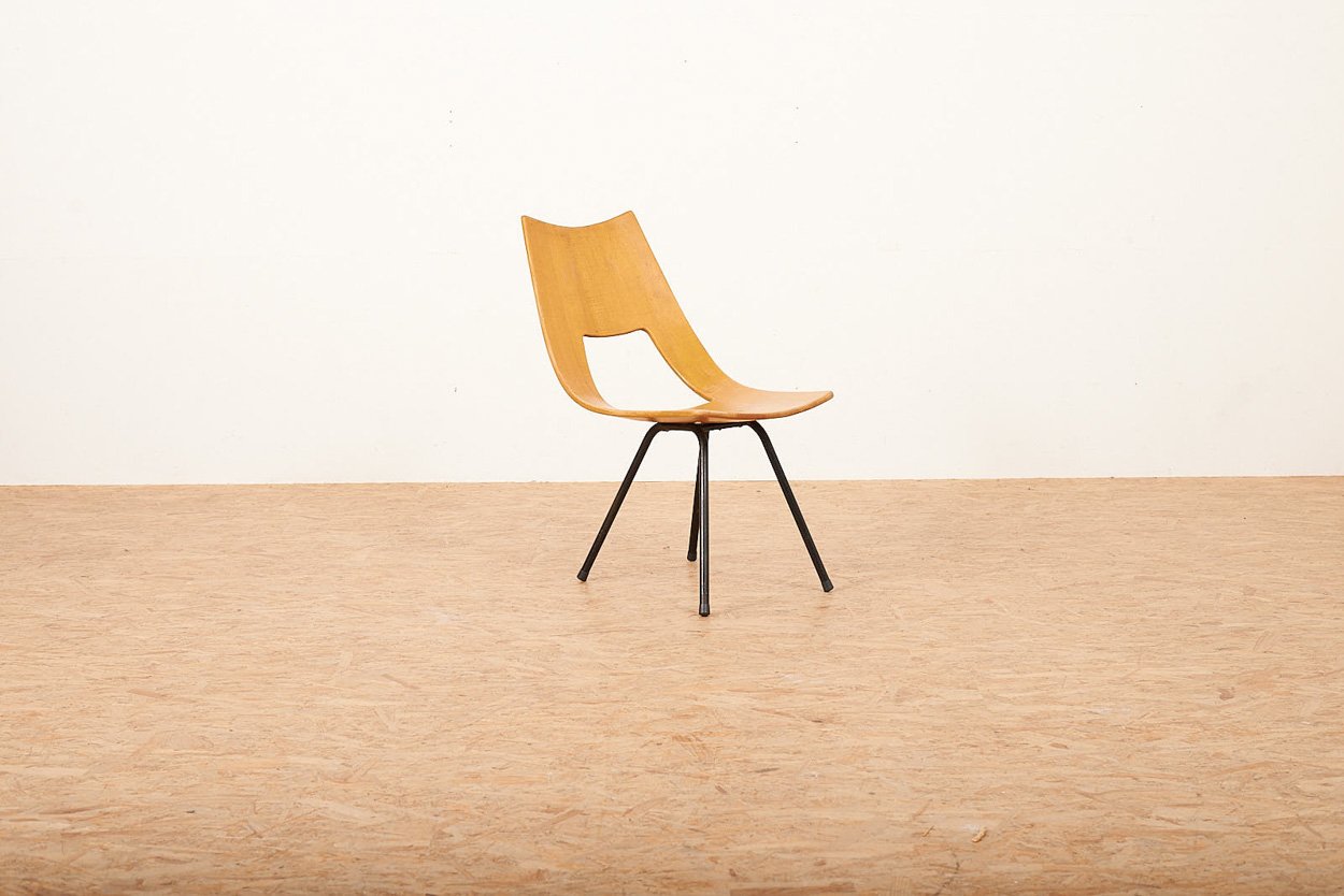 Mid-century Black Lacquered Tubular Steel Shell Lounge Chair for sale ...