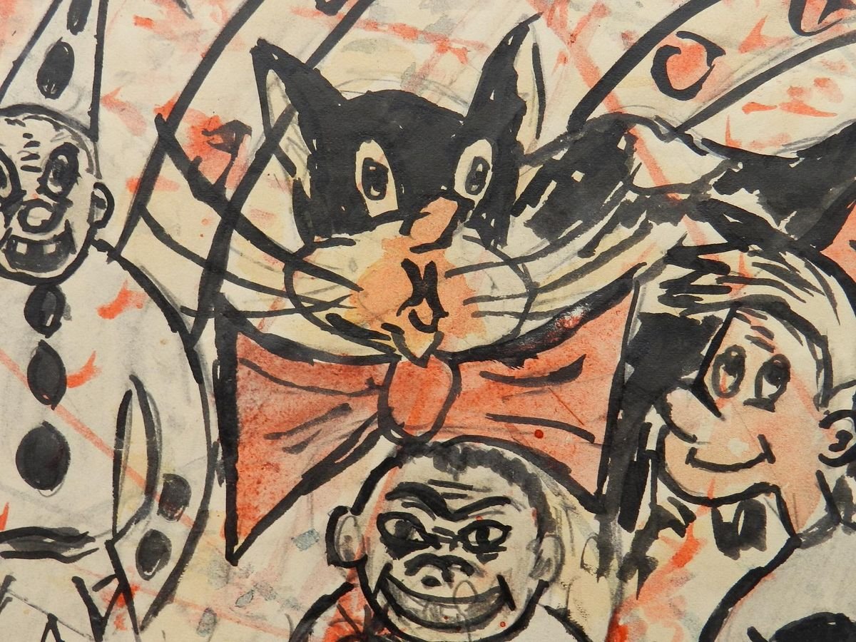 Italian Carnival Sketch by Bruno Locci, 1950s for sale at Pamono