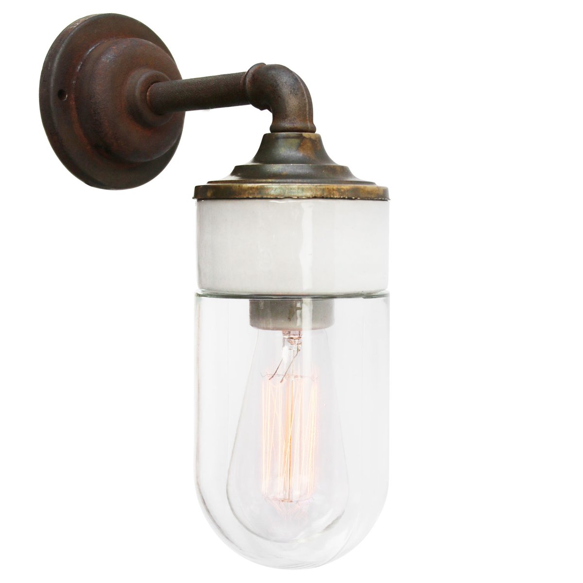 Vintage Clear Glass and Cast Iron Sconce for sale at Pamono