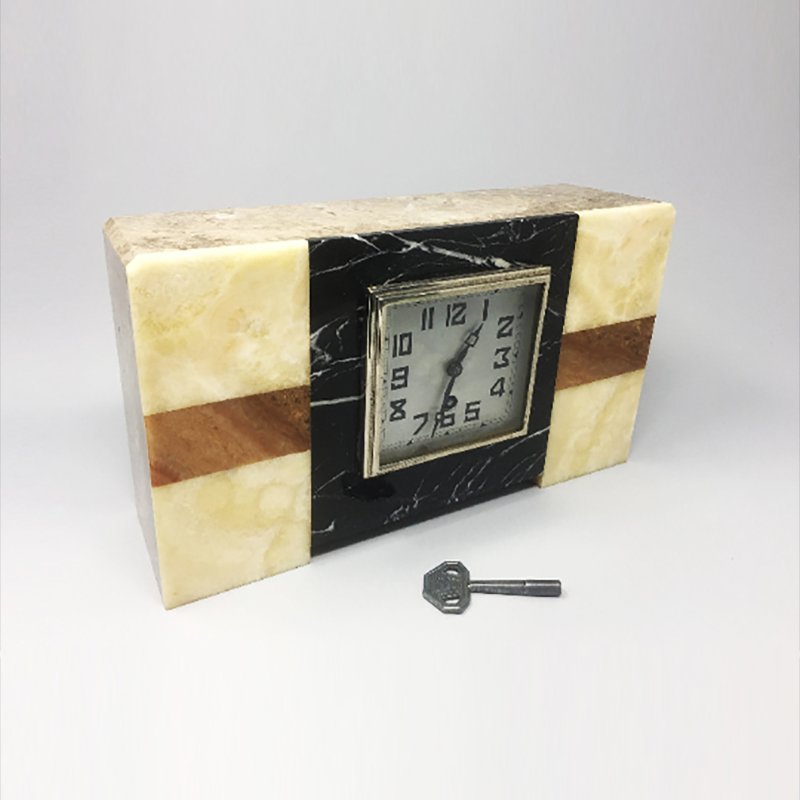 Art Deco French Marble Clock from Manufrance, 1930s for sale at Pamono