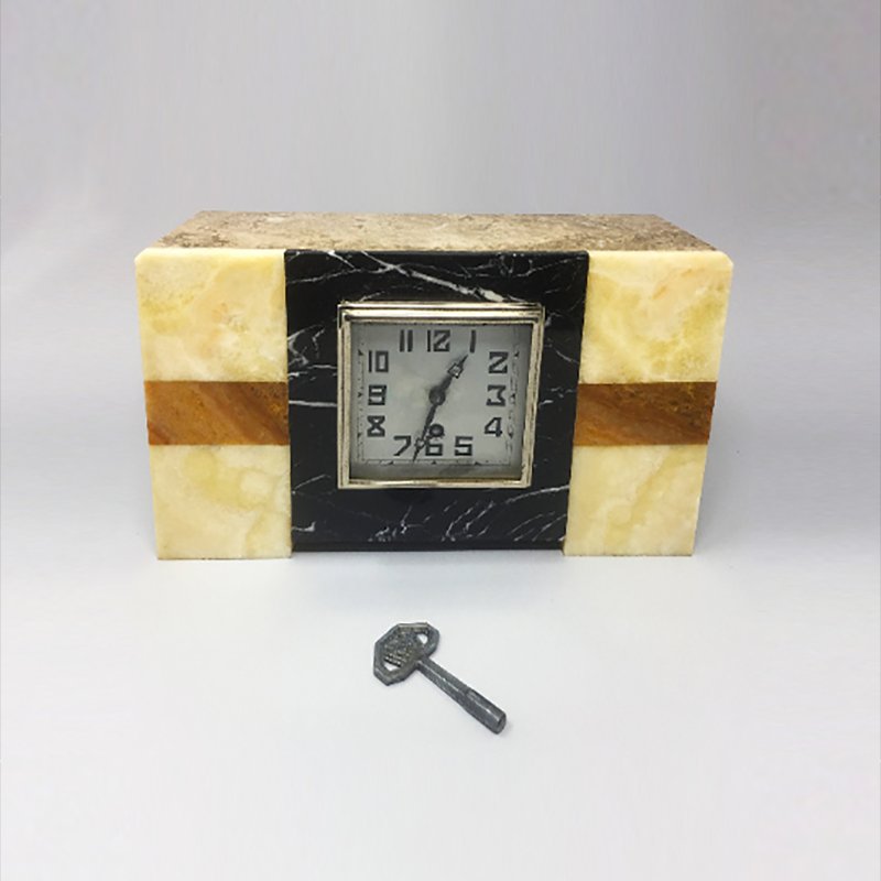 Art Deco French Marble Clock from Manufrance, 1930s for sale at Pamono