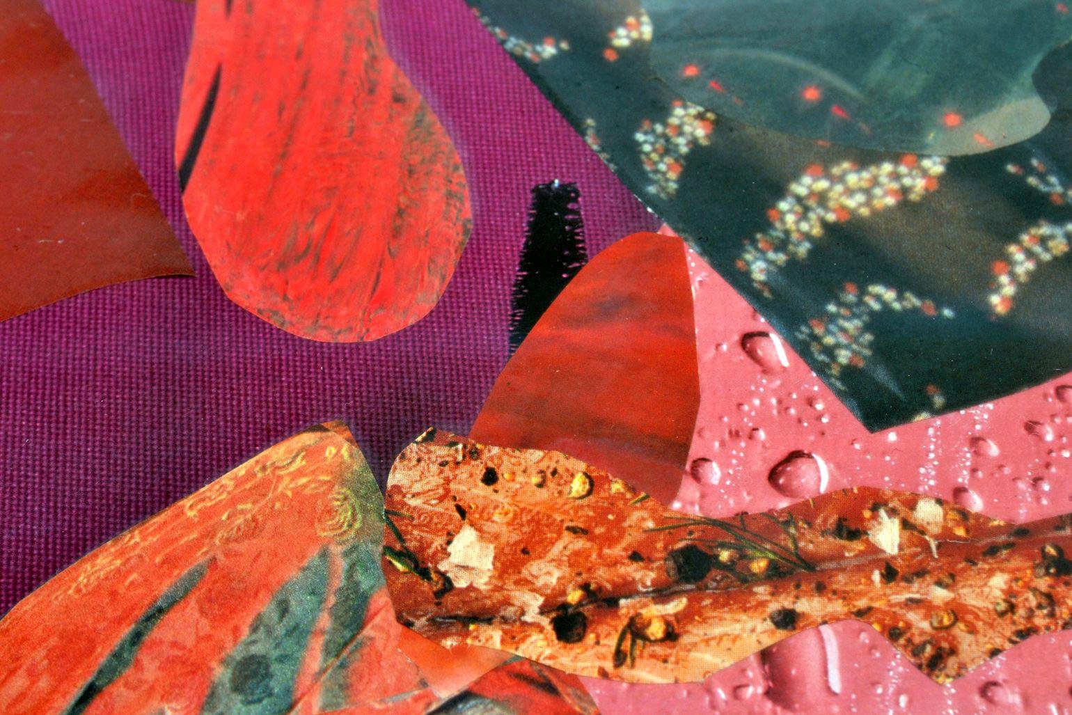 Abstract Collage Art in Tones of Red by Bill Allan, 1990s for sale at ...
