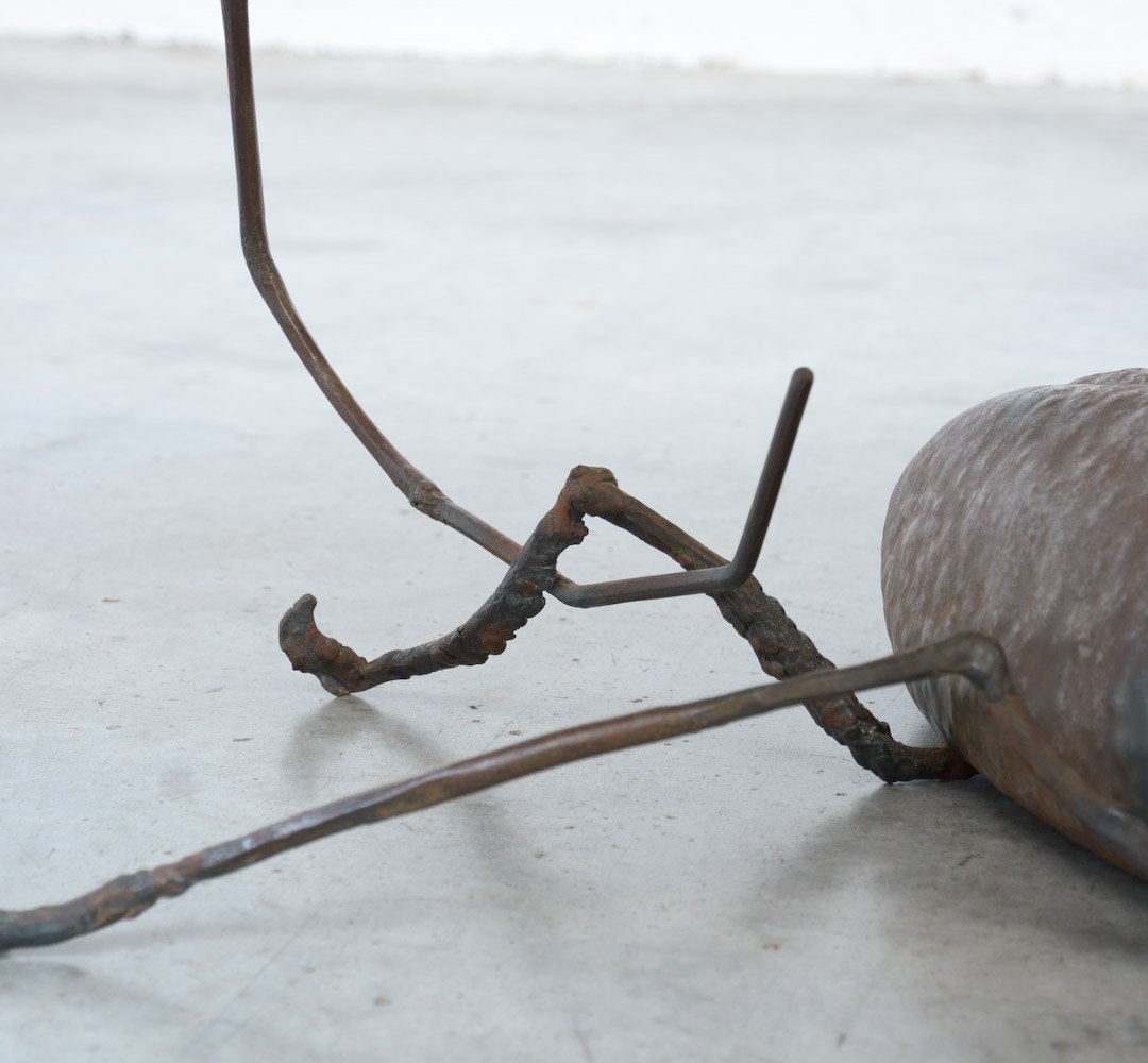 Coffee Table with a Handcrafted Metal Cricket Sculpture Base, 1970s for ...