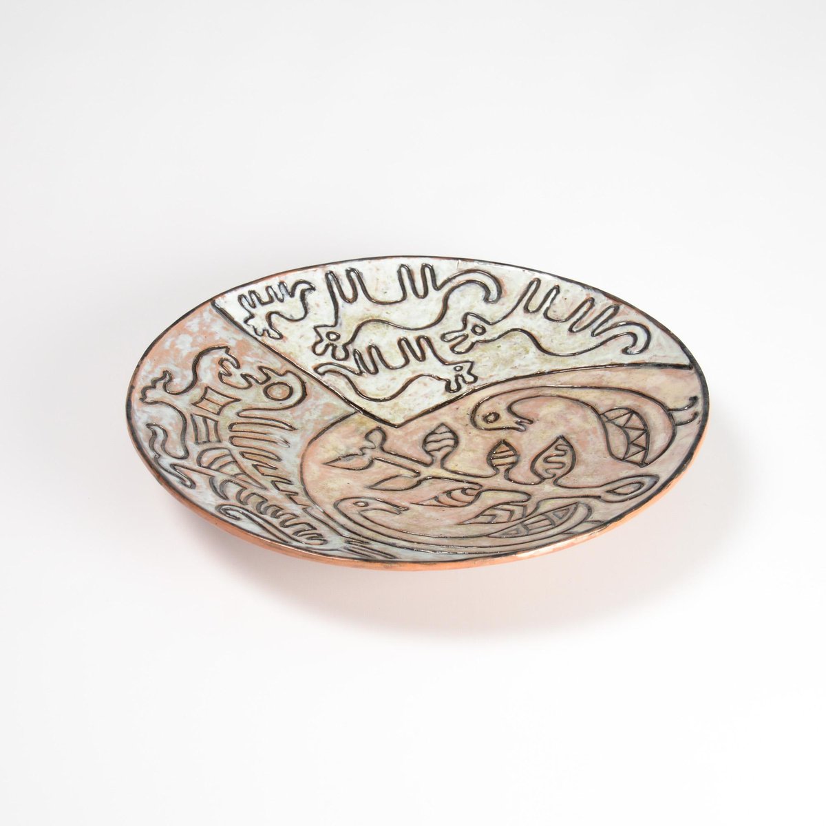 Mid-Century Decorative Hand-Painted Ceramic Plate, 1950s for sale at Pamono