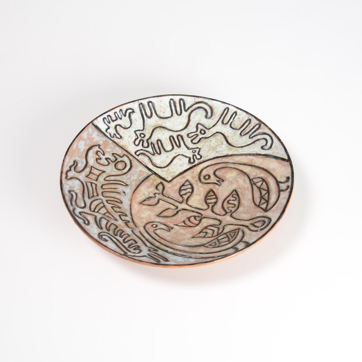 Mid-Century Decorative Hand-Painted Ceramic Plate, 1950s for sale at Pamono