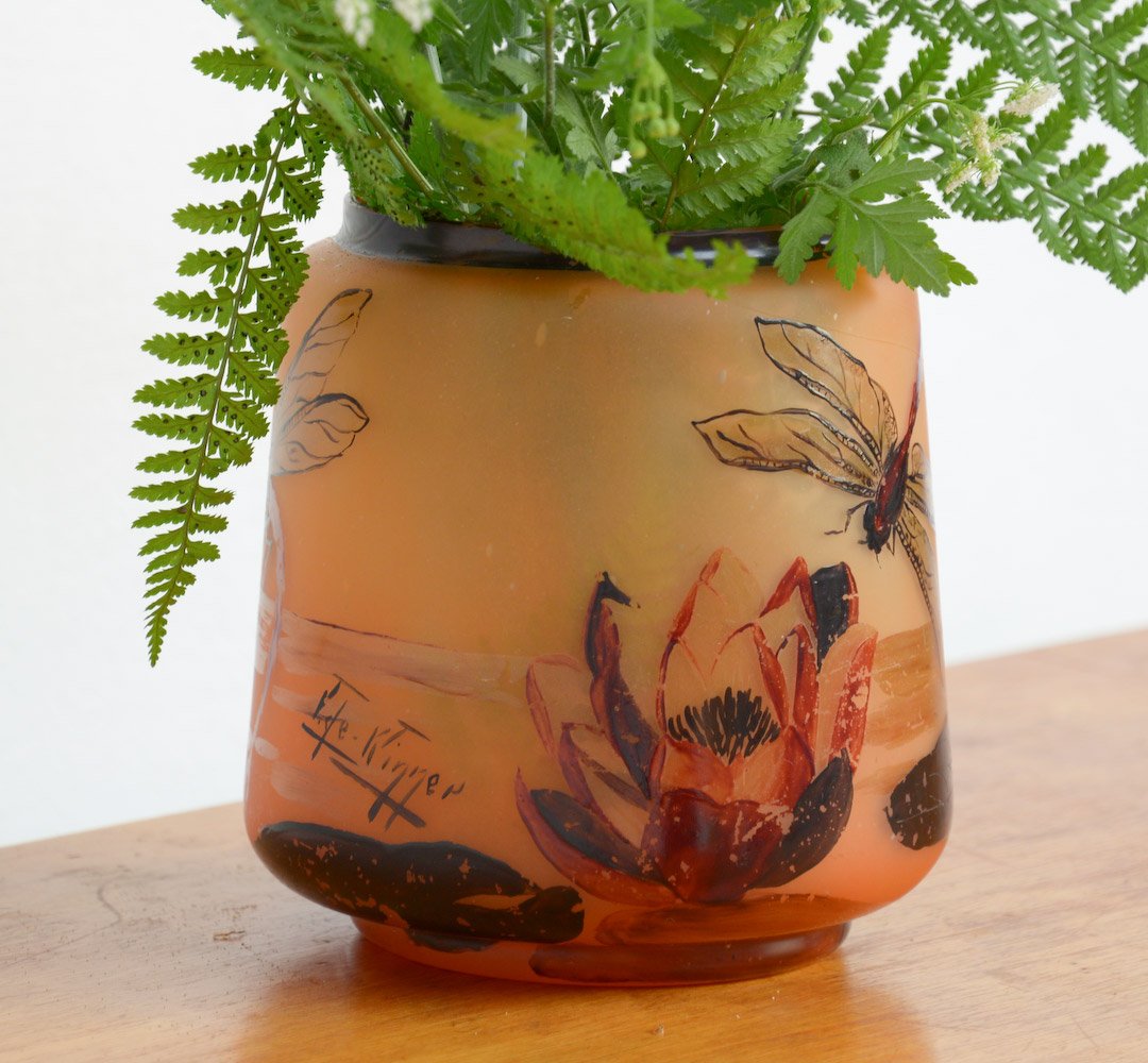 Art Nouveau Hand-Painted Vase by Victor Winner for sale at Pamono