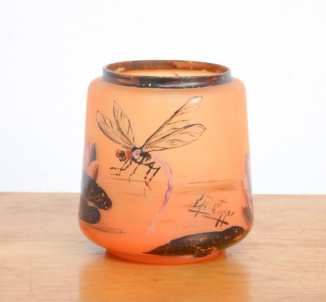 Art Nouveau Hand-Painted Vase by Victor Winner for sale at Pamono