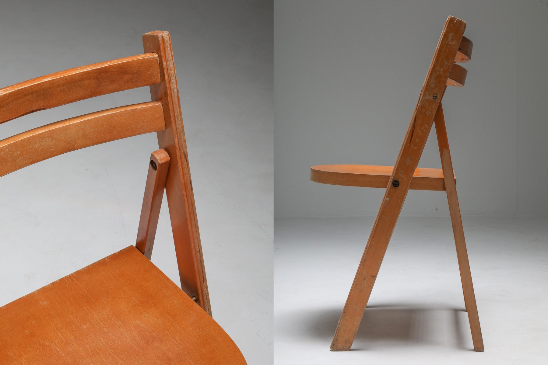Mid-Century Stacking Wooden Folding Chair, 1950s for sale at Pamono