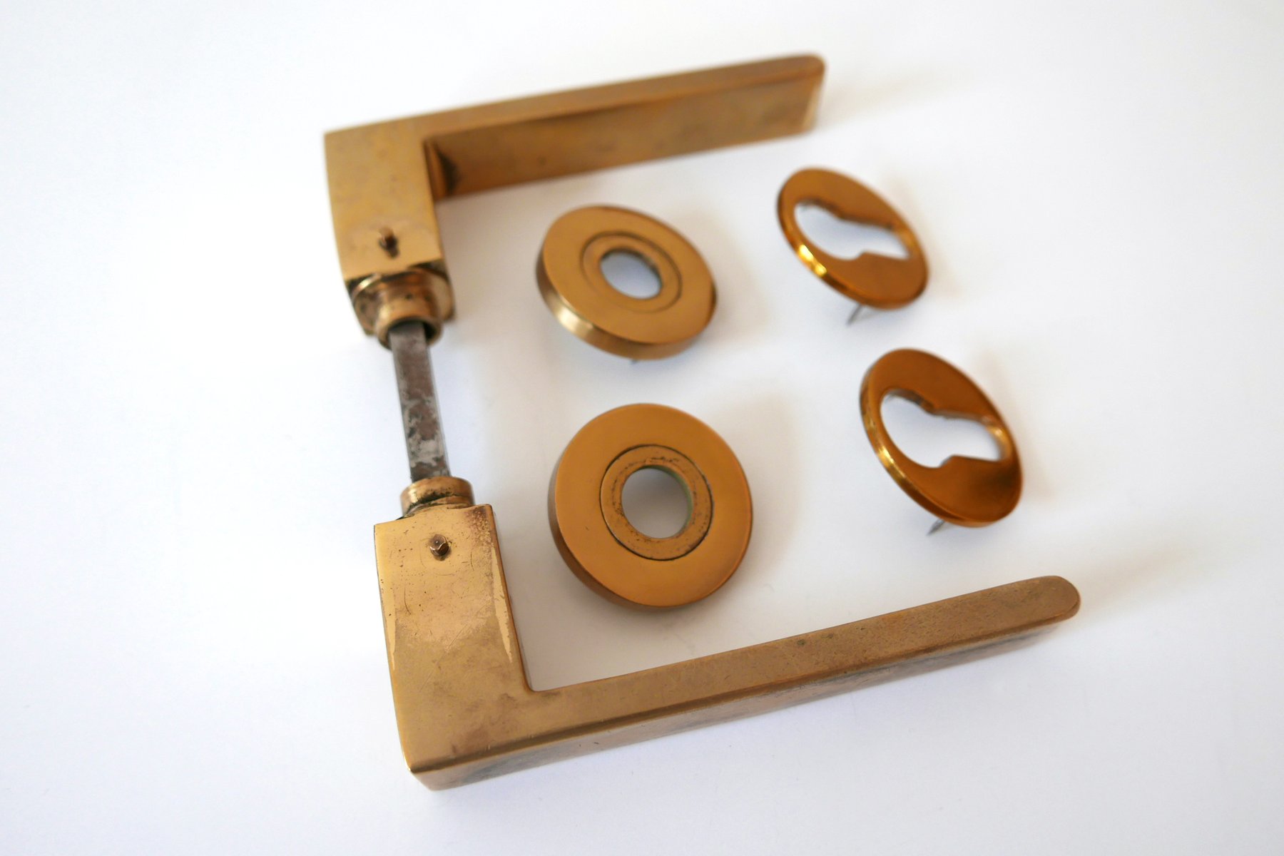 Mid-Century German Brass Door Handles, 1950s, Set of 6 for sale at Pamono