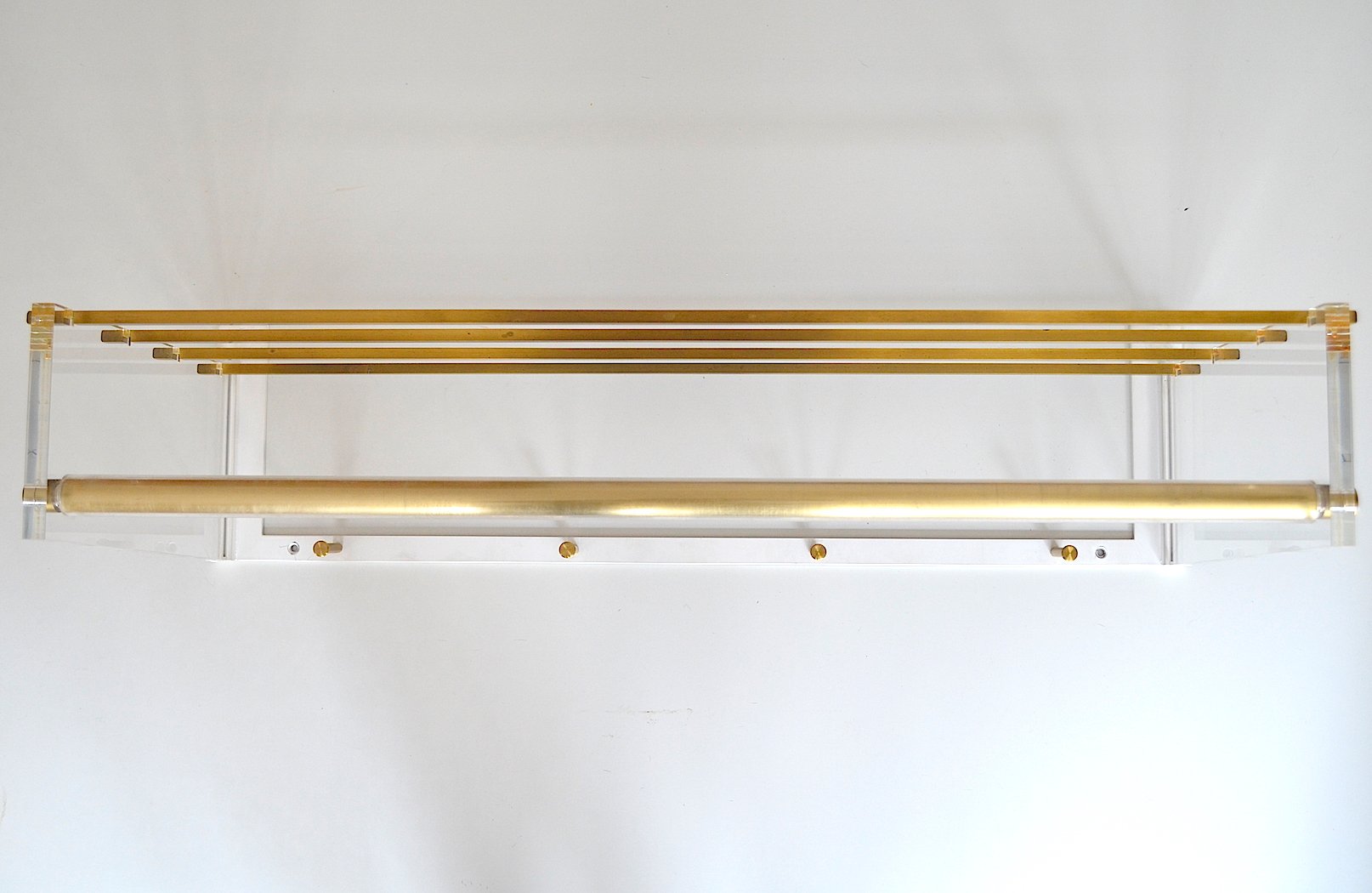 Wall Coat Rack Acrylic Glass and Brass, 1960s for sale at Pamono