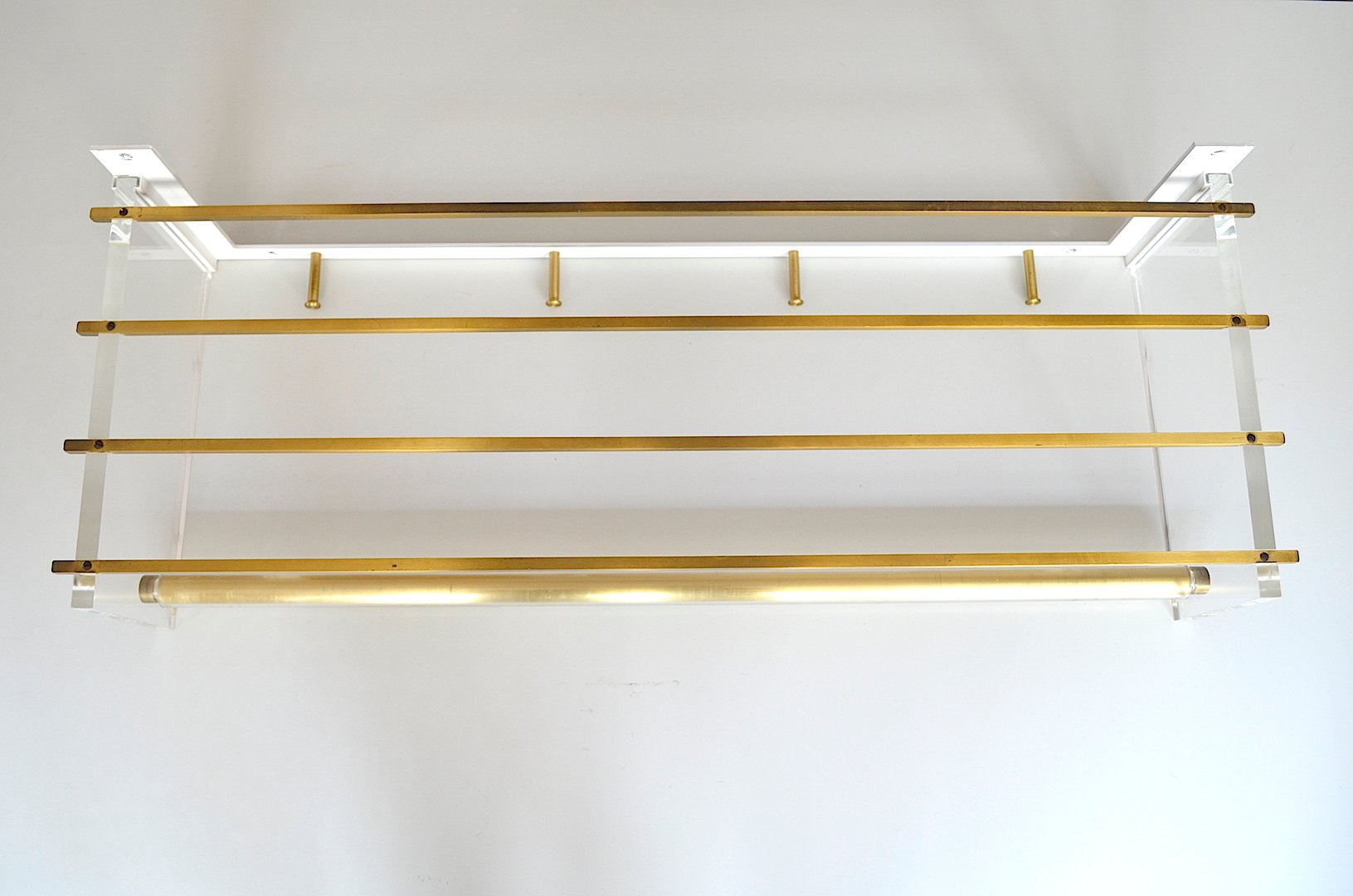 Wall Coat Rack Acrylic Glass and Brass, 1960s for sale at Pamono