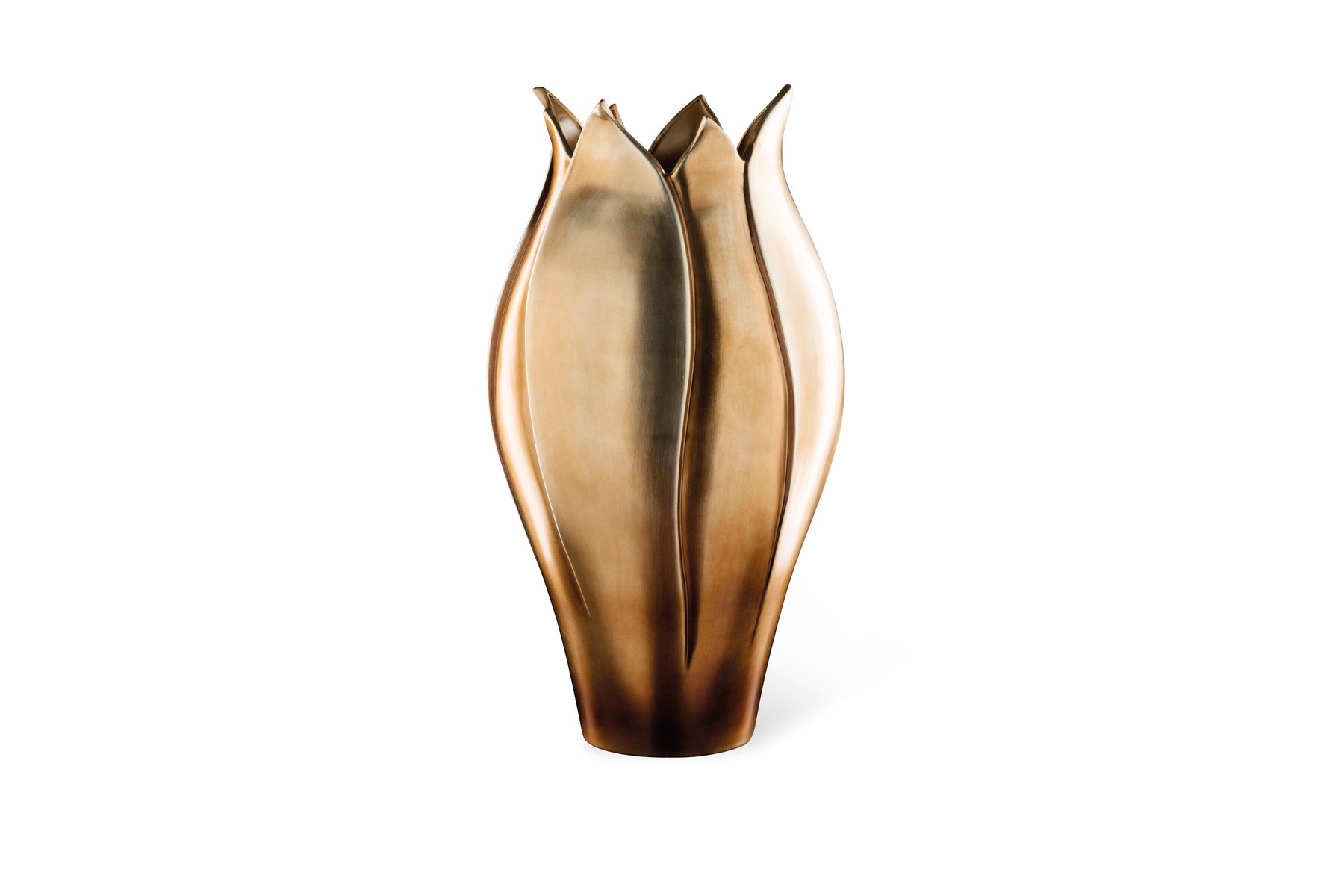 Italian Craftsmanship Ceramic Tulip Vase Alto with Brass Metal ...