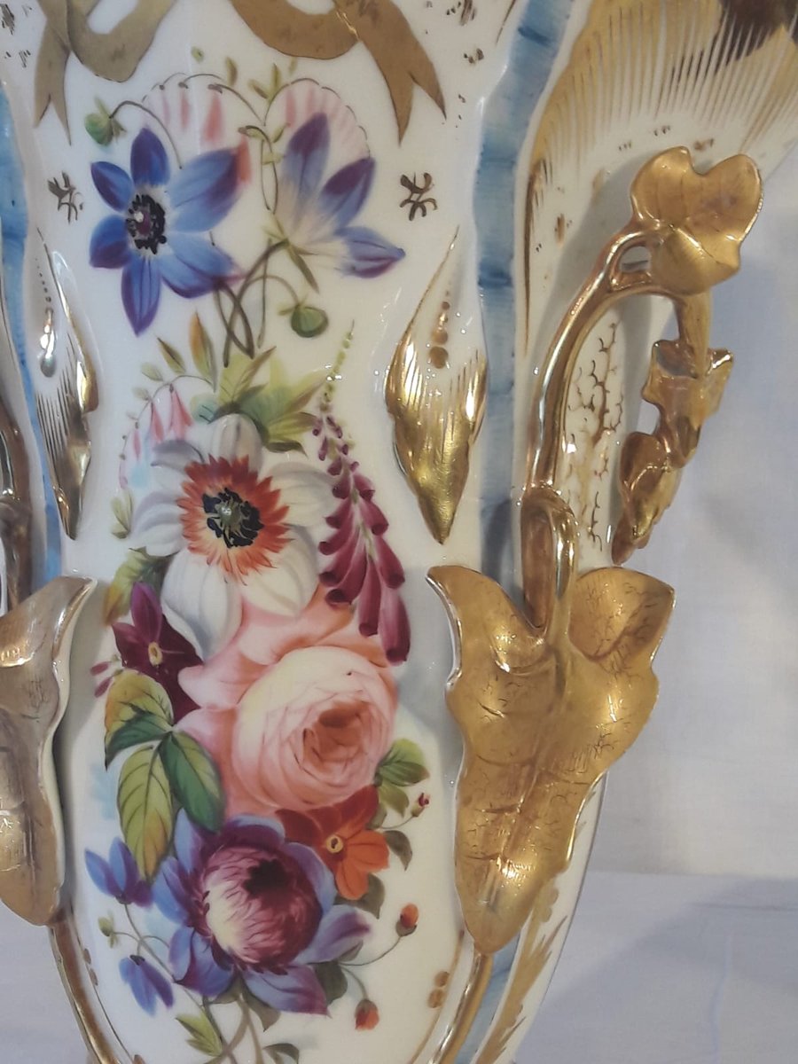 Antique French Porcelain Vases, Set of 2 for sale at Pamono