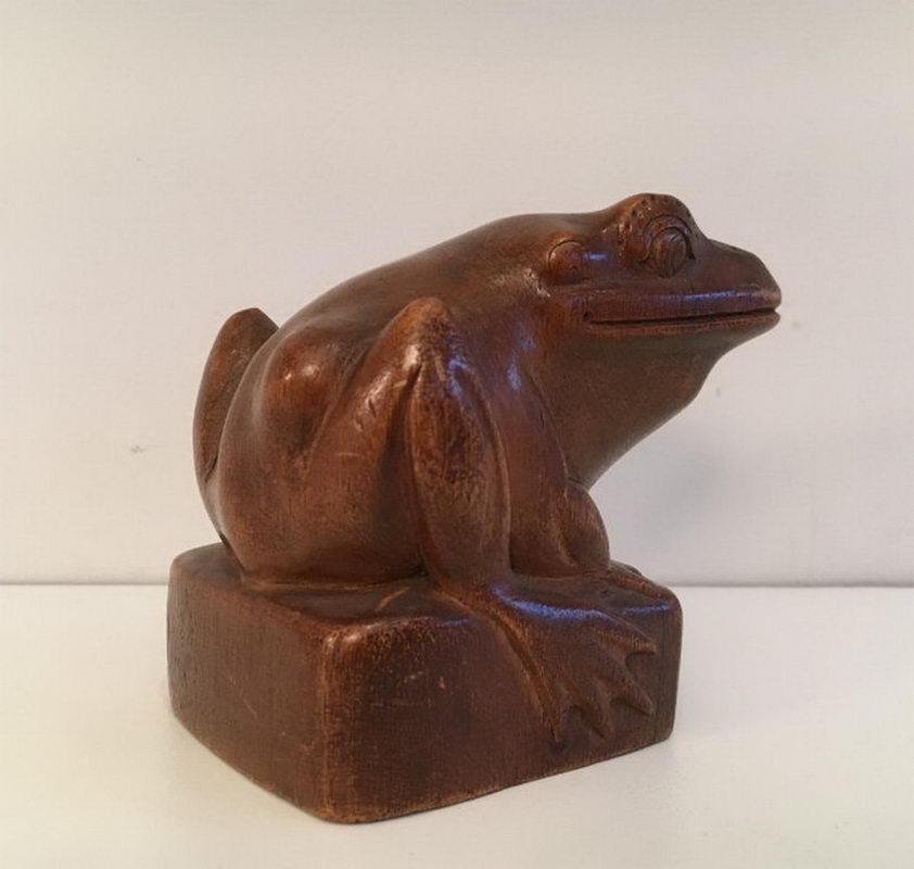 Carved Wood Frog, 1930s for sale at Pamono