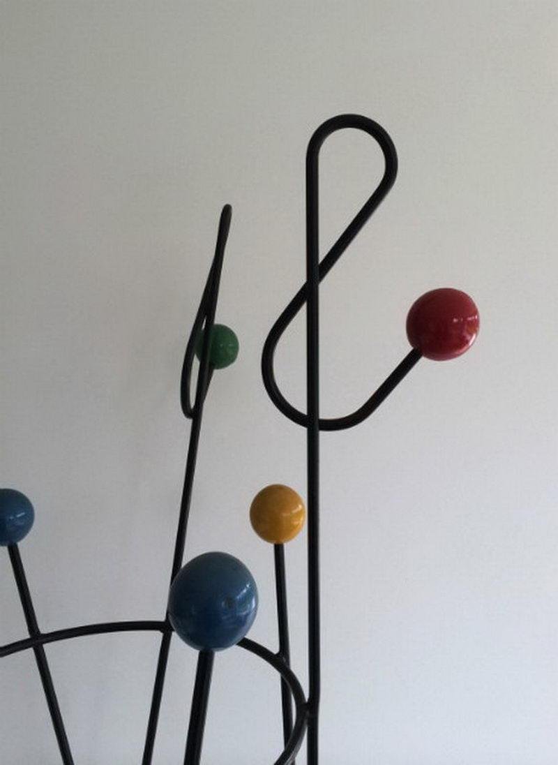 French Treble Clef Coat Hanger in Iron and Wood, 1950s for sale at Pamono