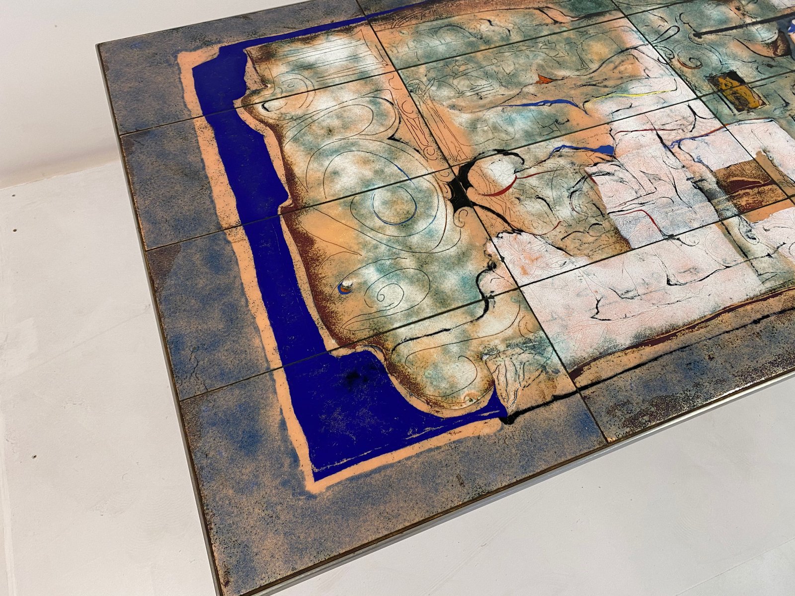 Steel Coffee Table with Enameled Top by Giorgio Musoni, 1970s for sale ...