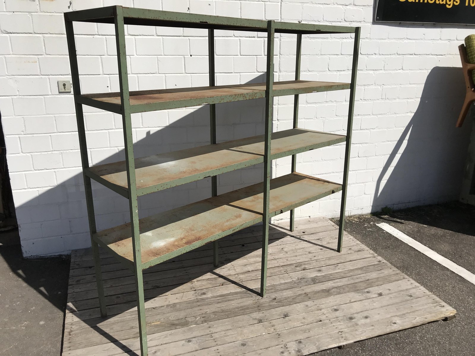 Large Industrial Style Metal Workshop Shelf, 1950s for sale at Pamono
