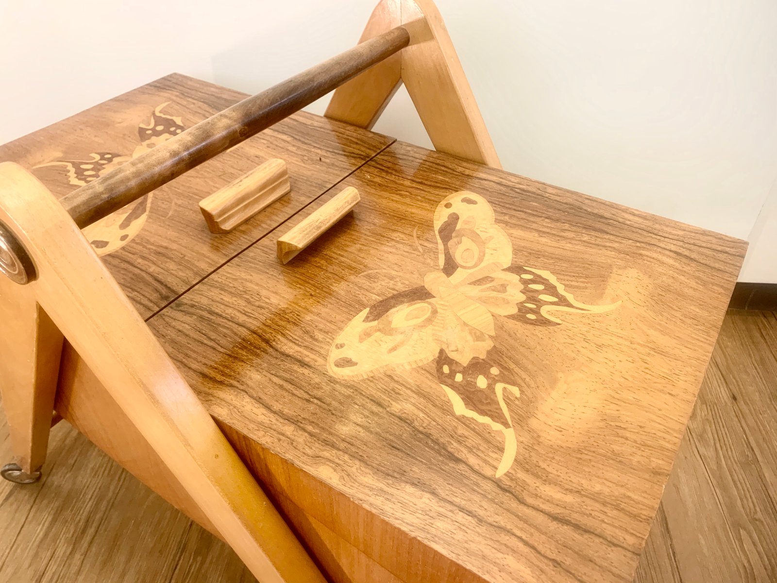 Mid-Century Marquetry Sewing Table for sale at Pamono