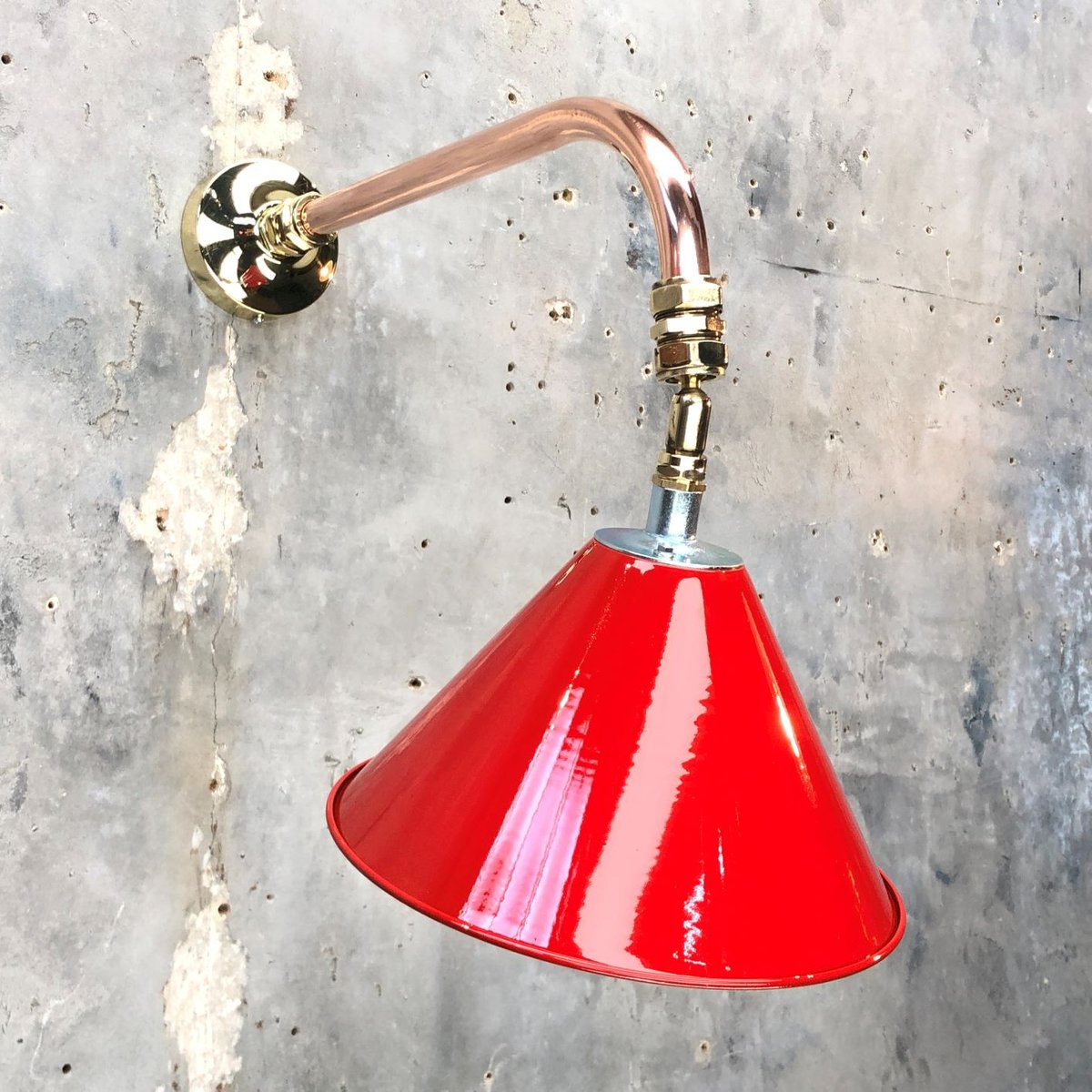 British Army Copper Cantilever Tilting Wall Light with Red Festoon ...