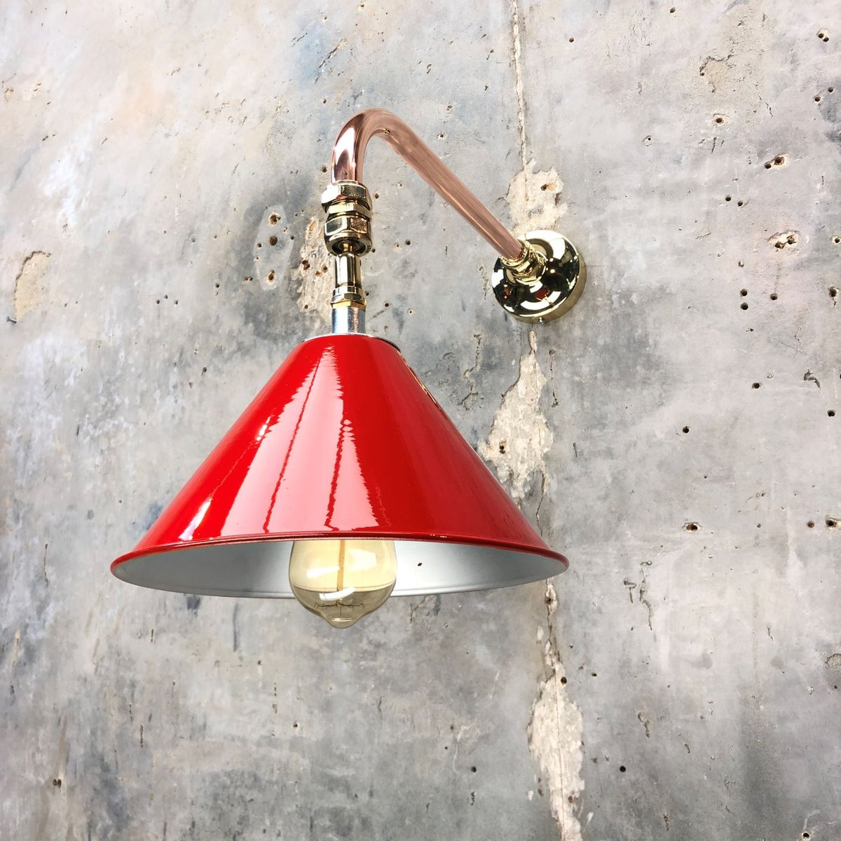 British Army Copper Cantilever Tilting Wall Light with Red Festoon ...