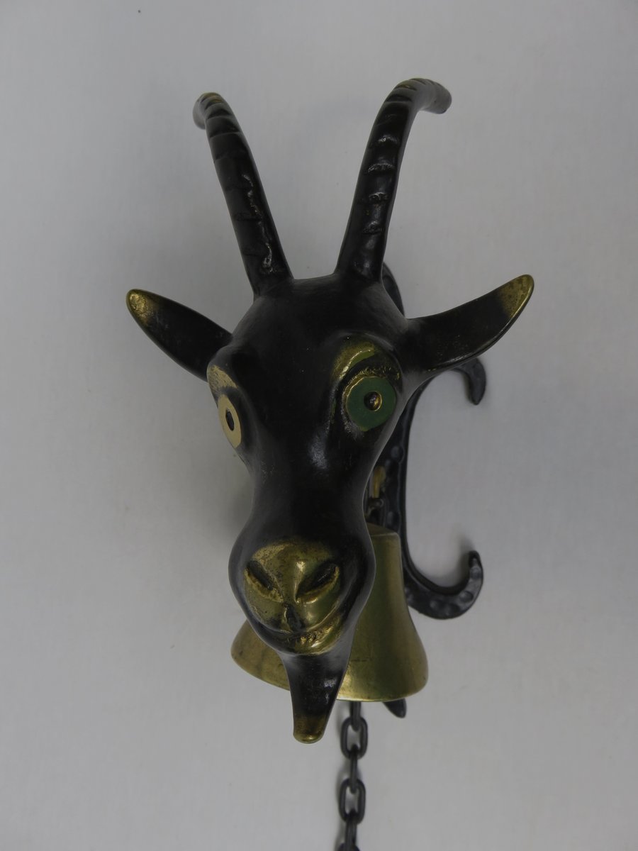 Black Brass Goat Door Bell by Walter Bosse, 1950s for sale at Pamono