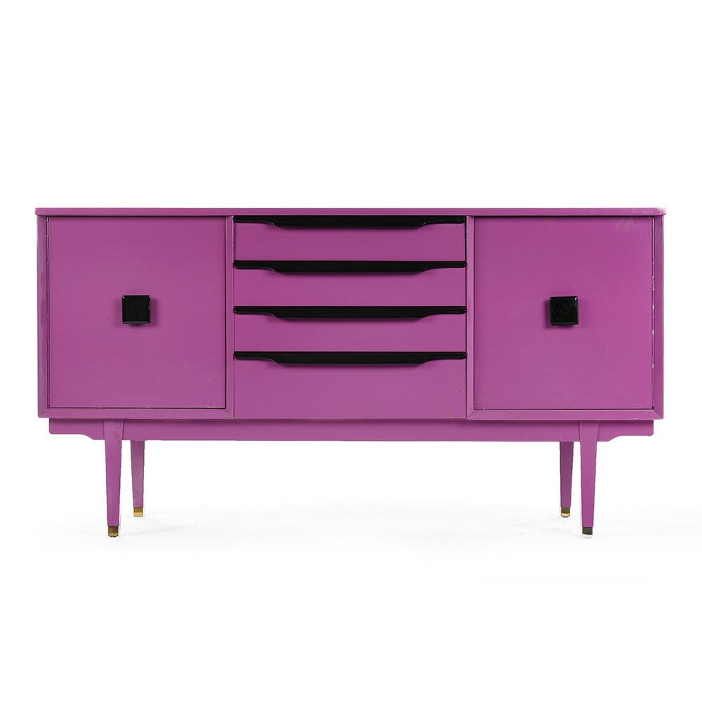 Purple Lacquered Wood Console Table, 1960s for sale at Pamono