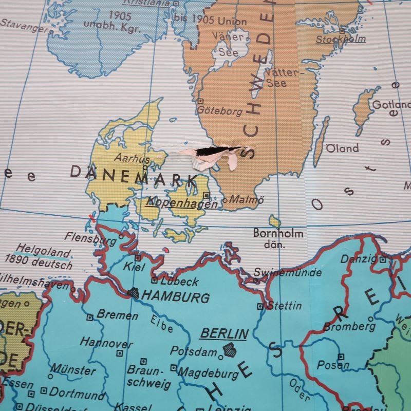 School Wall Map of Europe by W. Leisering for Velhagen & Klasing, 1950s ...