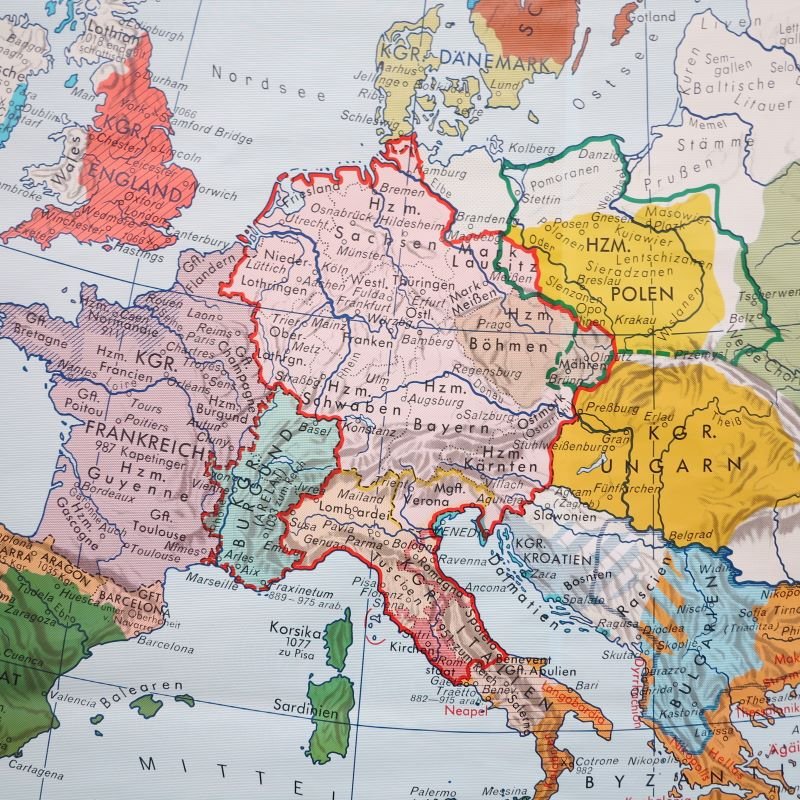 School Wall Map of Europe from Velhagen & Klasing, 1950s for sale at Pamono