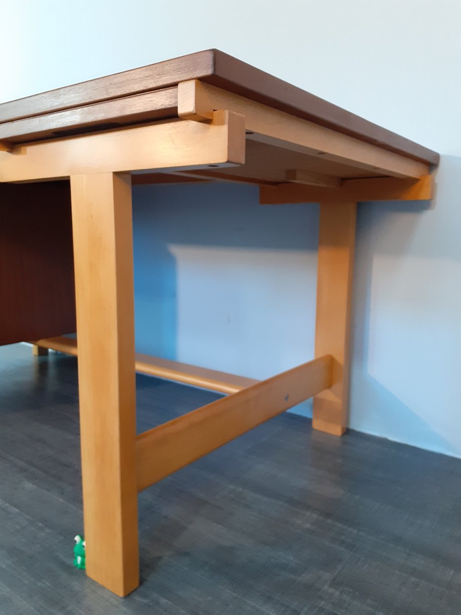 Vintage Scandinavian Oak and Mahogany Desk by Hans J. Wegner for Getama ...