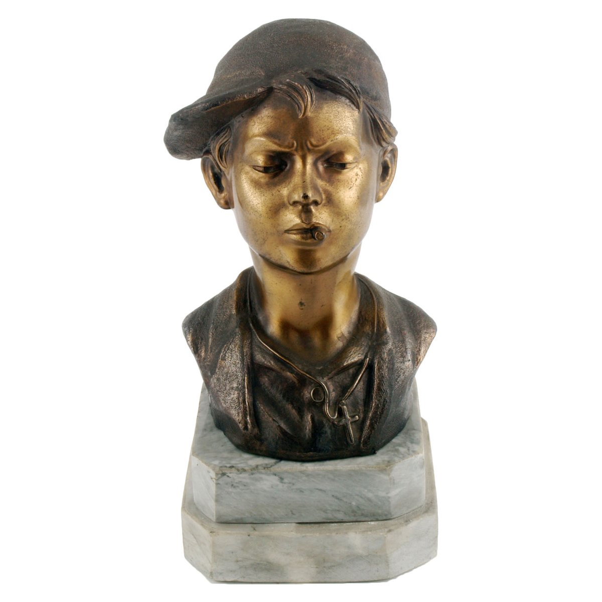Art Deco Italian Gilt and Burnished Bronze Scugnizzo Bust by Giovanni ...
