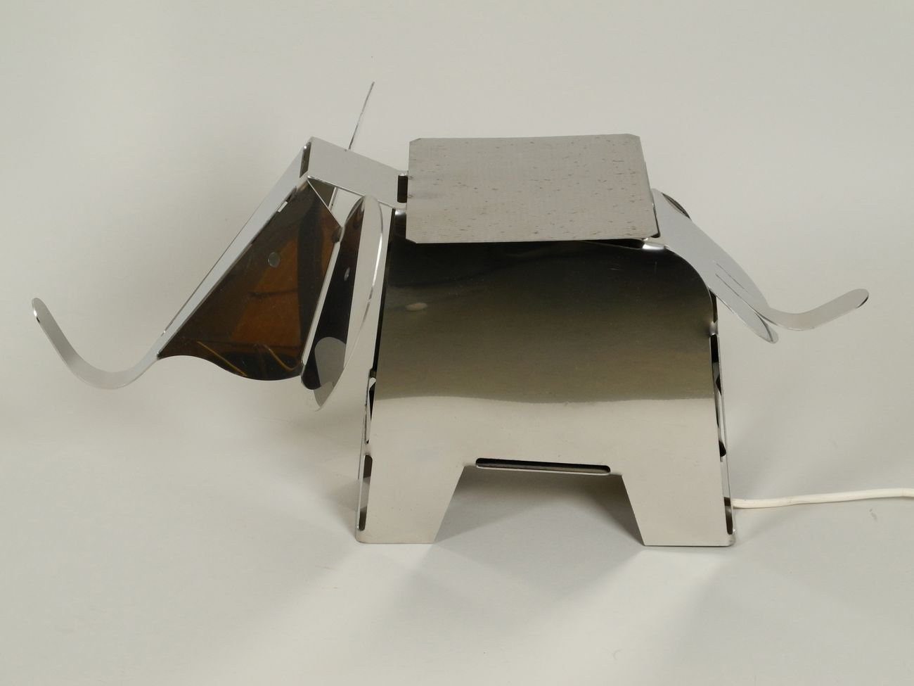 Postmodern Heavy Metal Chrome Elephant Floor Lamp, 1980s for sale at Pamono