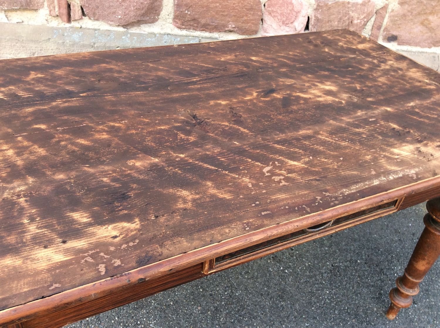 Antique French Fir Farm Table, 1900s for sale at Pamono