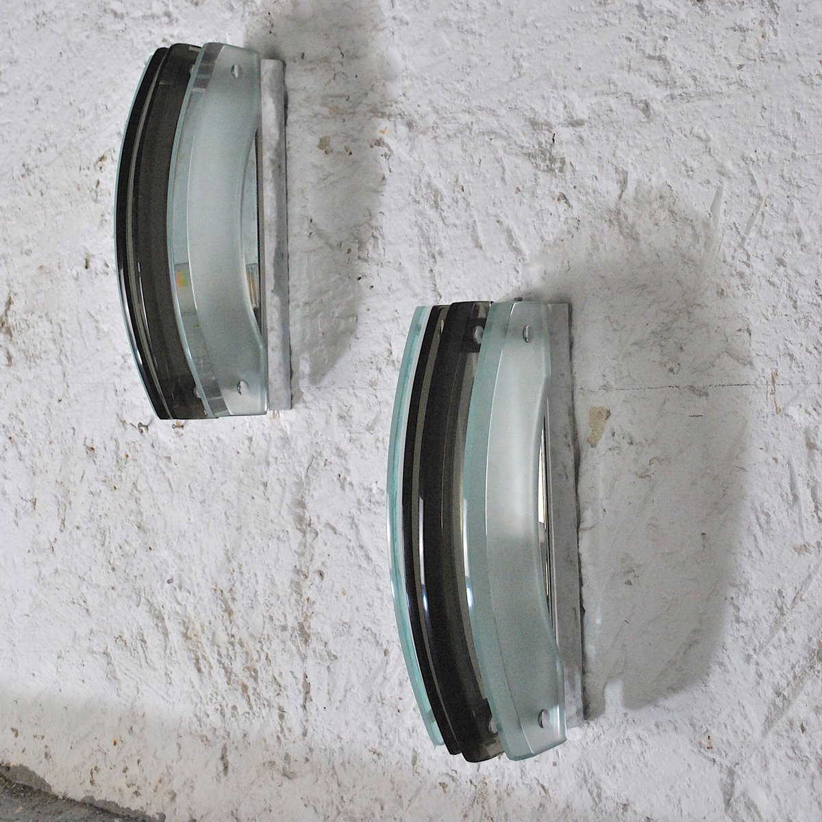 Ground Satin Crystal Sconces in the Style of Fontana Arte, 1960s, Set ...