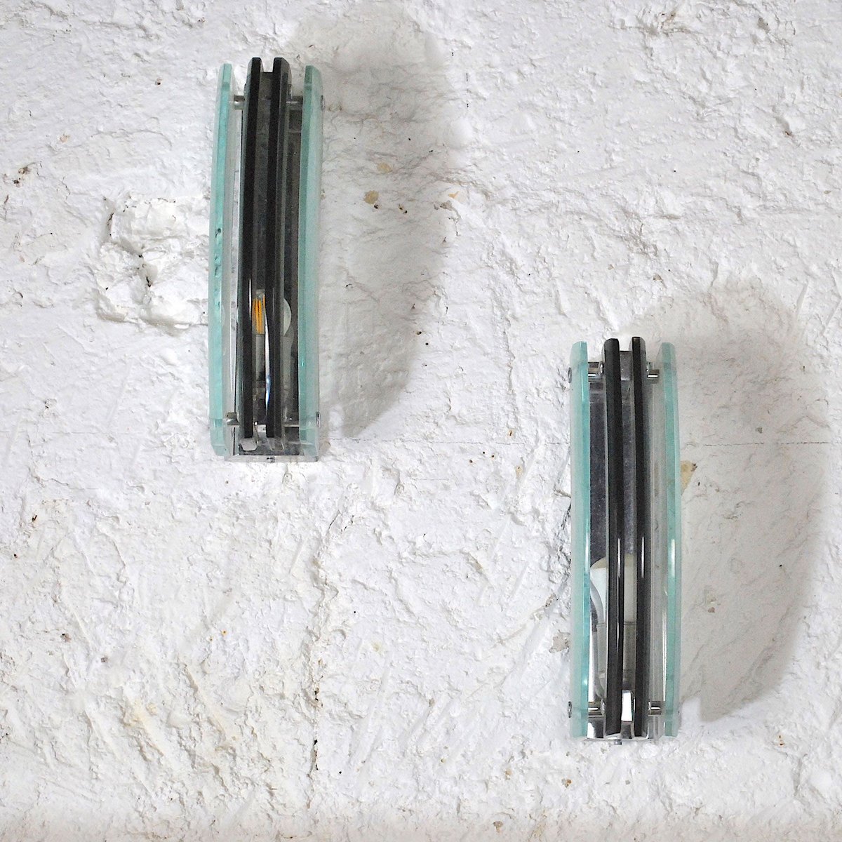 Ground Satin Crystal Sconces in the Style of Fontana Arte, 1960s, Set ...