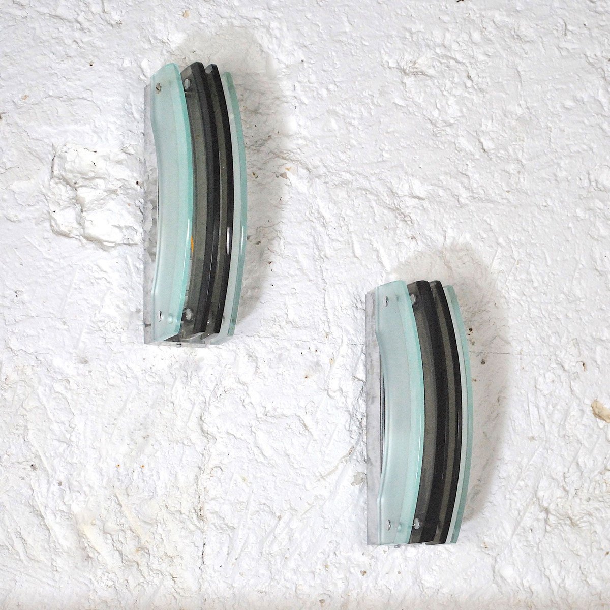 Ground Satin Crystal Sconces in the Style of Fontana Arte, 1960s, Set ...