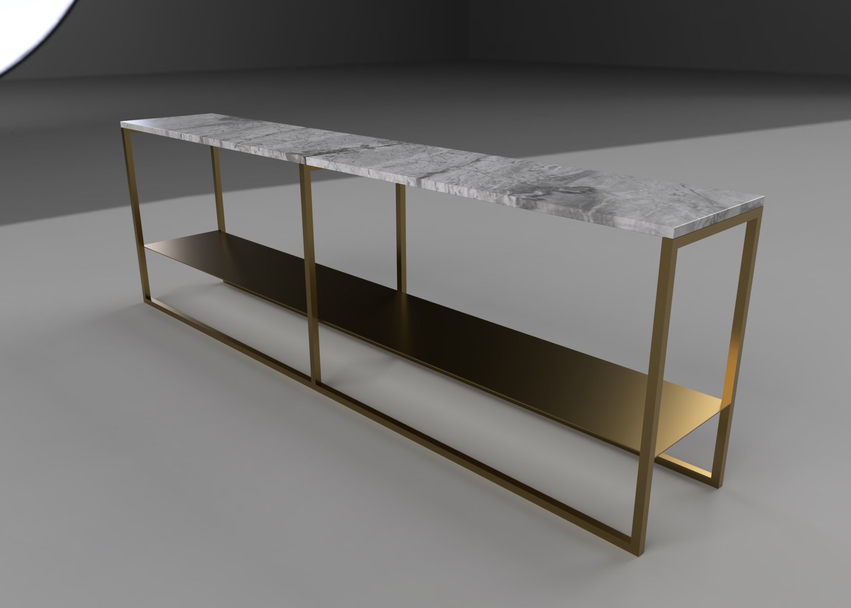 Eros Low Slim Console Table in Brass or Bronze Tinted and Marble by Casa Botelho bei Pamono kaufen