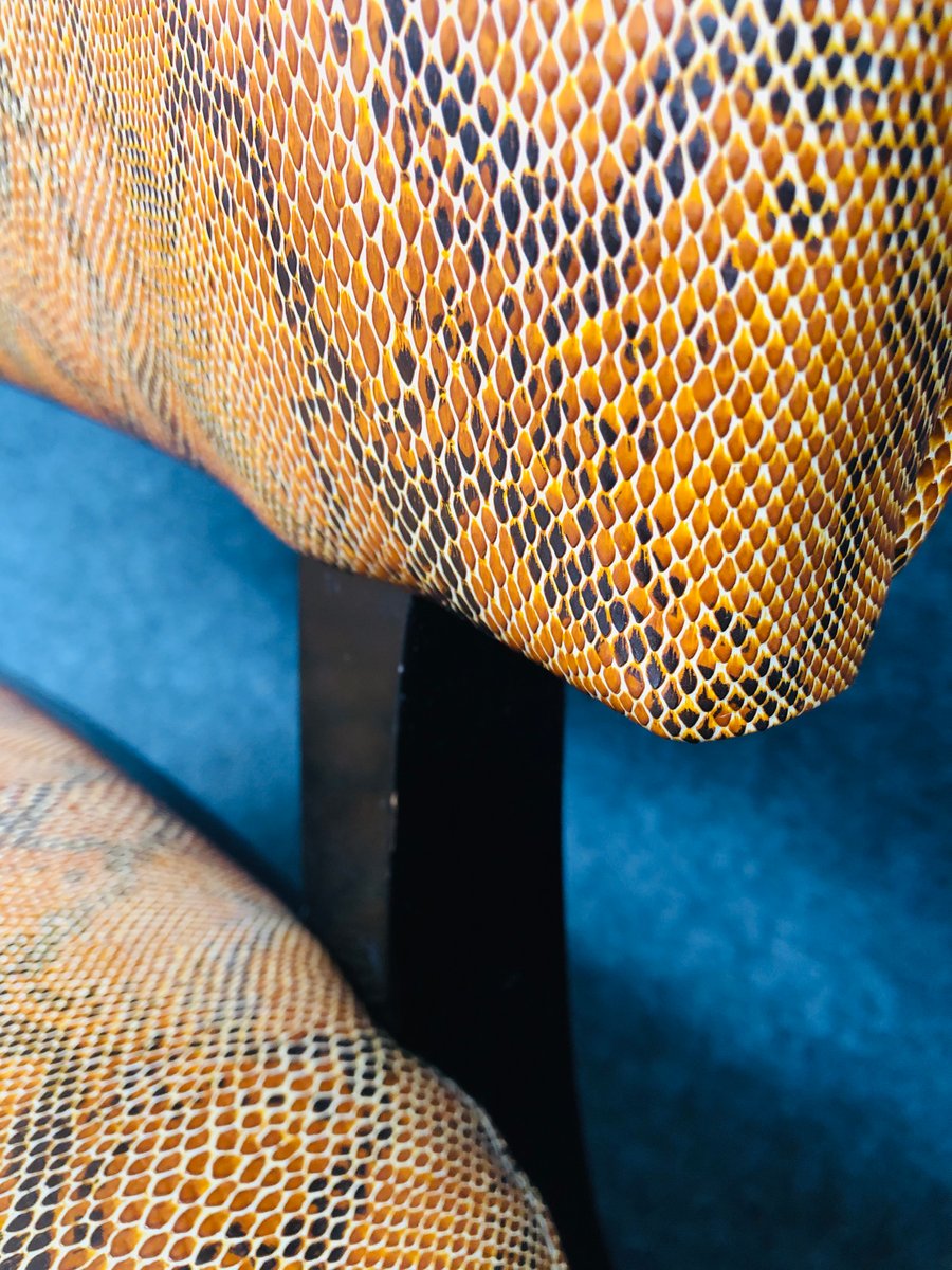 Set of Imitation Snake Leather Lounge Chairs, 1980s for sale at Pamono