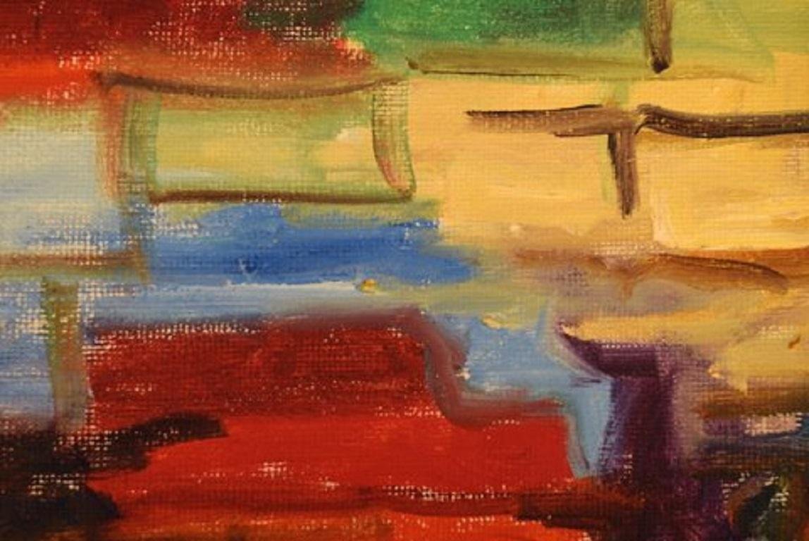 Swedish Oil on Canvas Modernist Composition by Gösta Emming, 1960s for ...