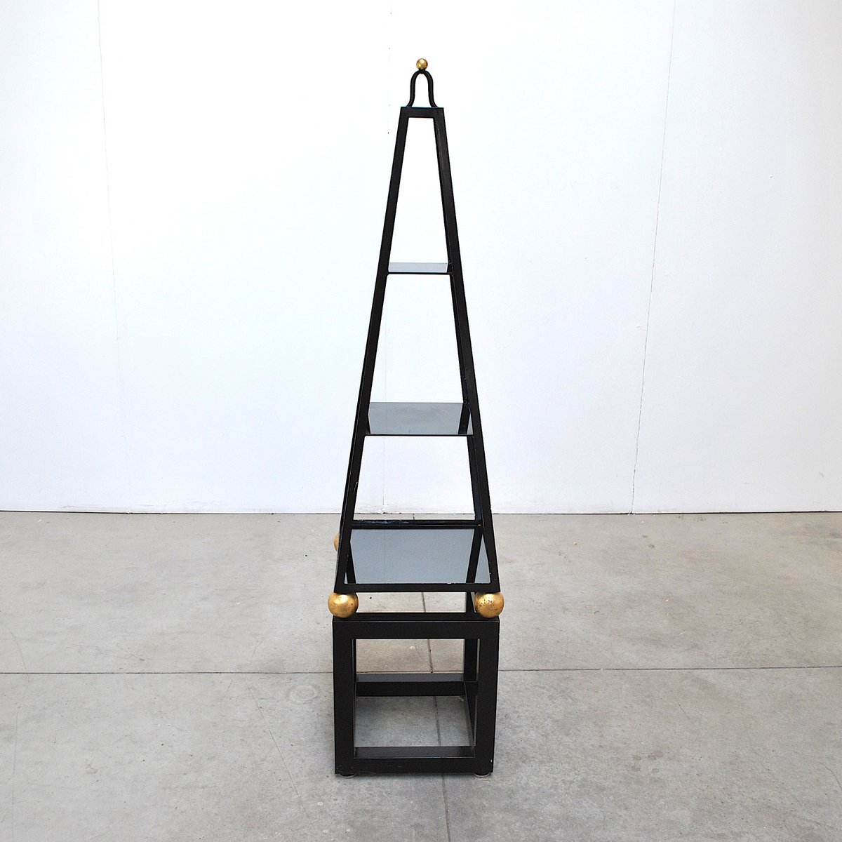 Pyramid-Shaped Lacquered Iron and Glass Shelf, 1960s for sale at Pamono