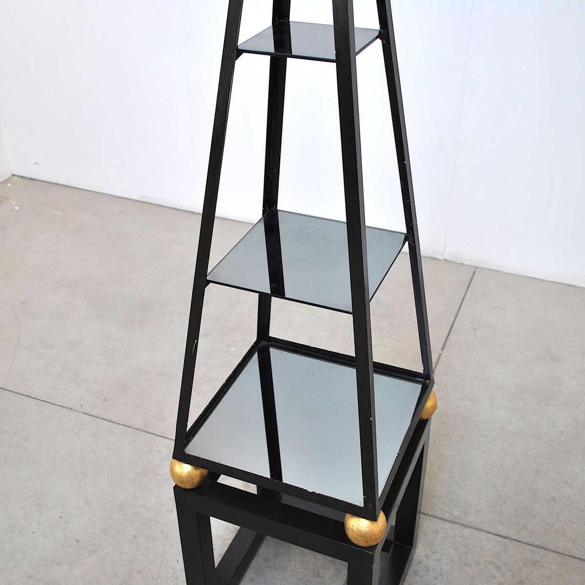 Pyramid-Shaped Lacquered Iron and Glass Shelf, 1960s for sale at Pamono