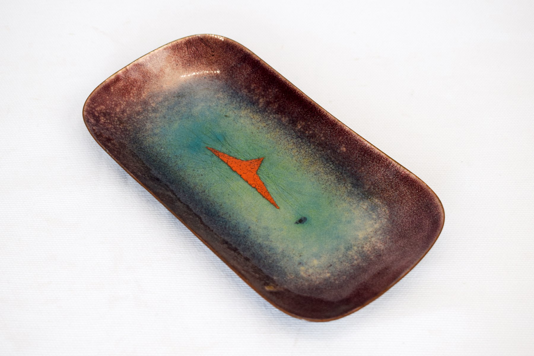 Italian Enameled Copper Tray, 1950s for sale at Pamono