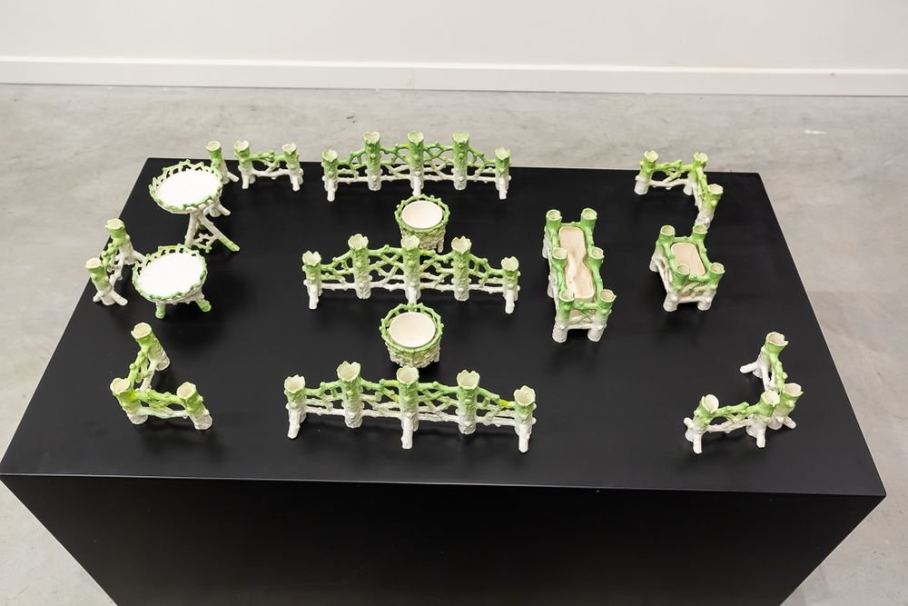 Large Mid-Century Glazed Ceramic Modular Centrepiece, Set of 17 for ...