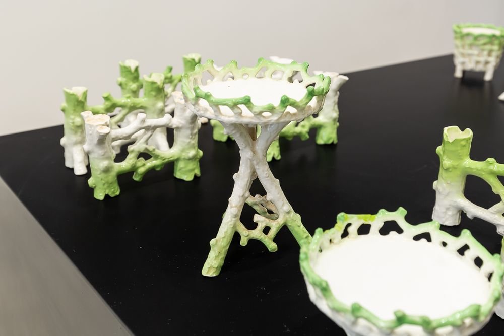 Large Mid-Century Glazed Ceramic Modular Centrepiece, Set of 17 for ...