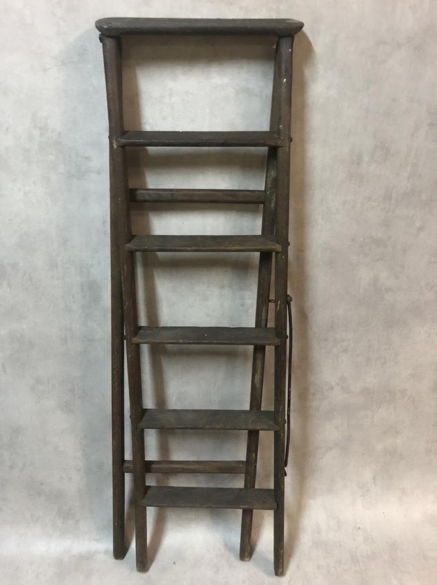 Antique Folding Library Ladder for sale at Pamono