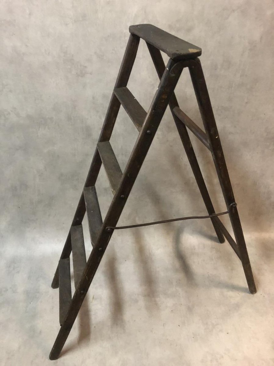 Antique Folding Library Ladder for sale at Pamono