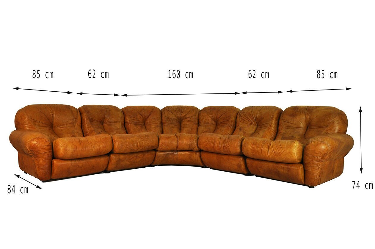 Vintage Brown Leather 7-Seat Corner Sofa Modules, 1970s, Set of 5 bei ...