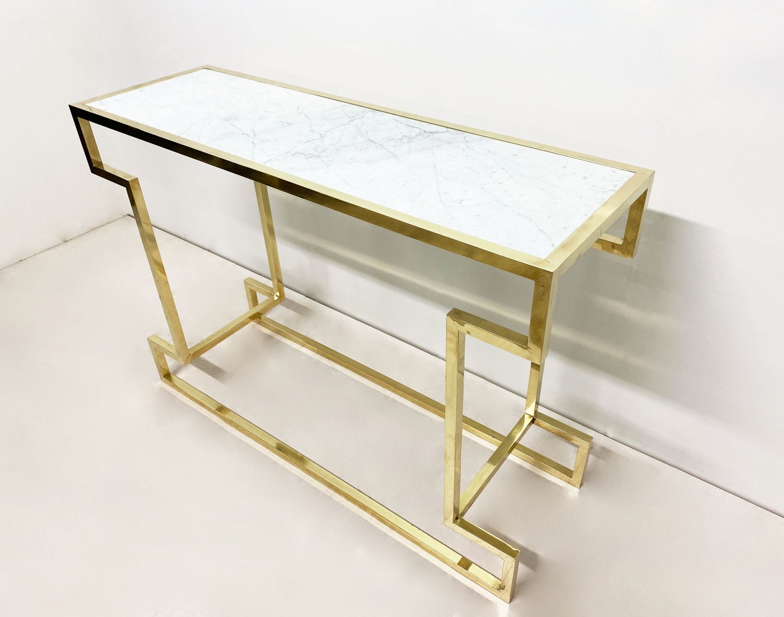 Vintage Brass & Marble Console Table for sale at Pamono