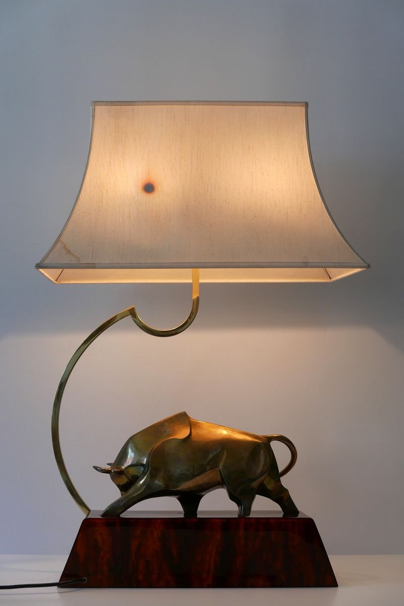 Large Italian Modernist Brass Bull Light Object or Table Lamp by D ...