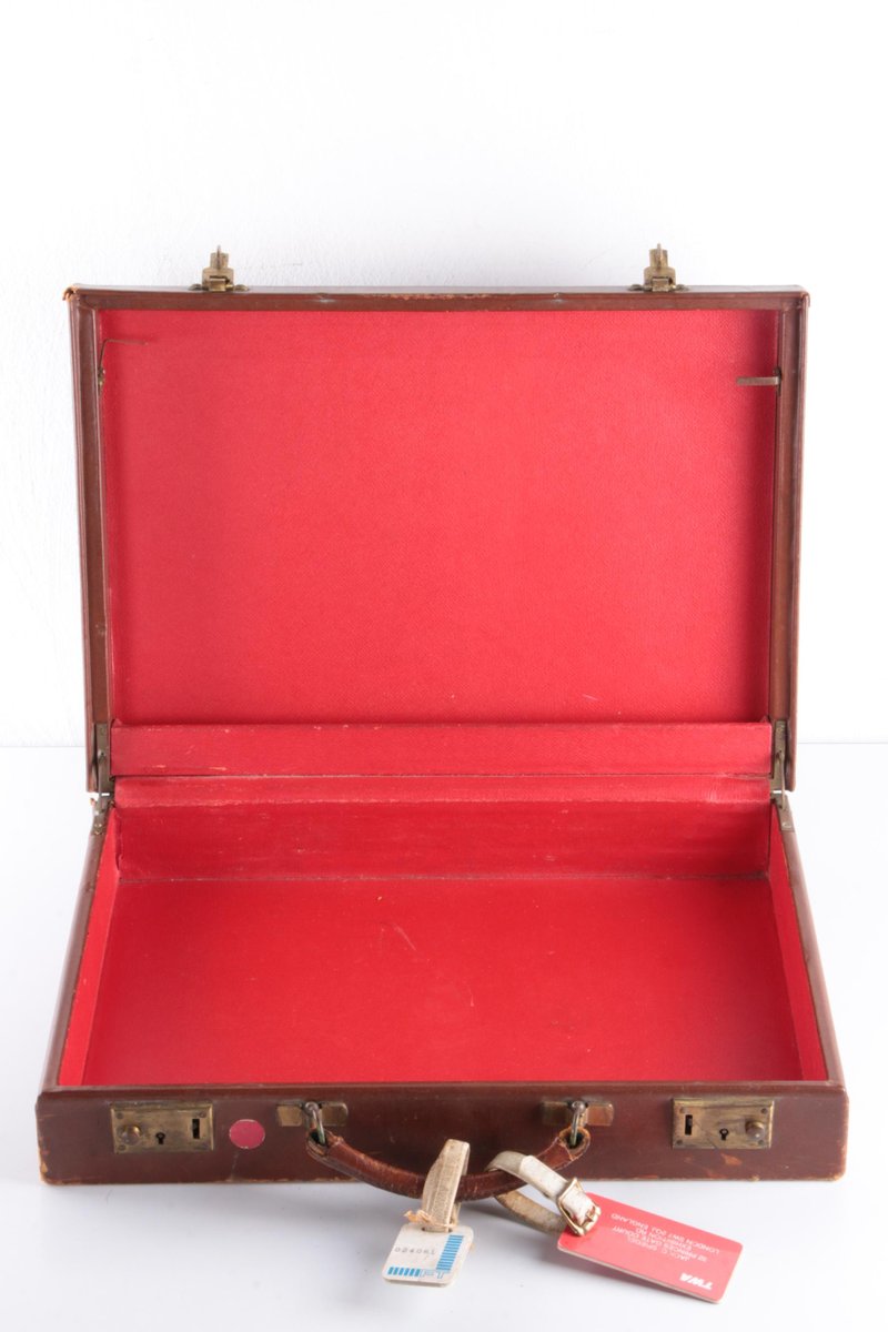 Hard Leather Business Suitcase with KLM Flap Folders for sale at Pamono